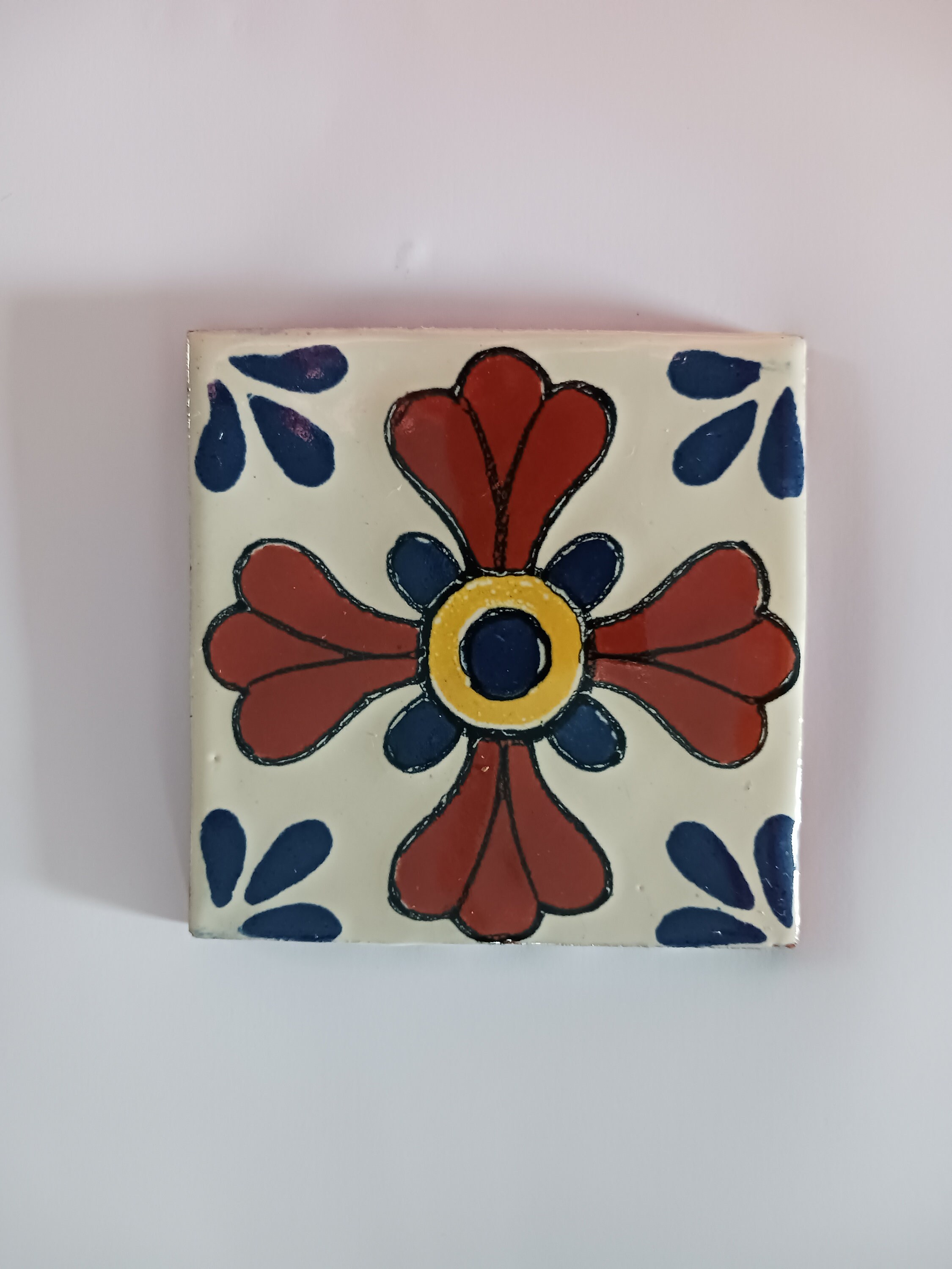 Vintage Spanish Tile 4 in X 4 in Flower Clay Tile With - Etsy UK