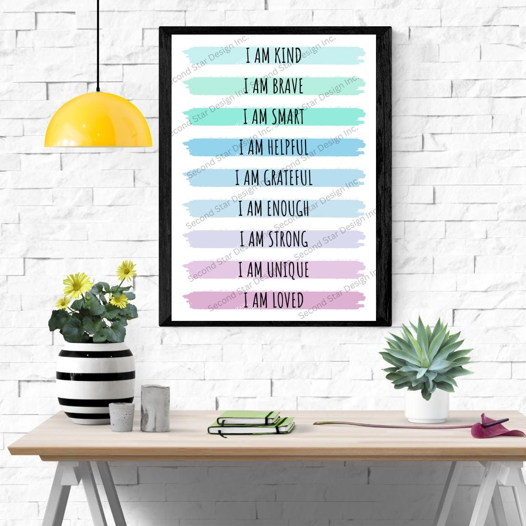 Daily Affirmations for Kids Printable | I Am Affirmation Wall Art ...