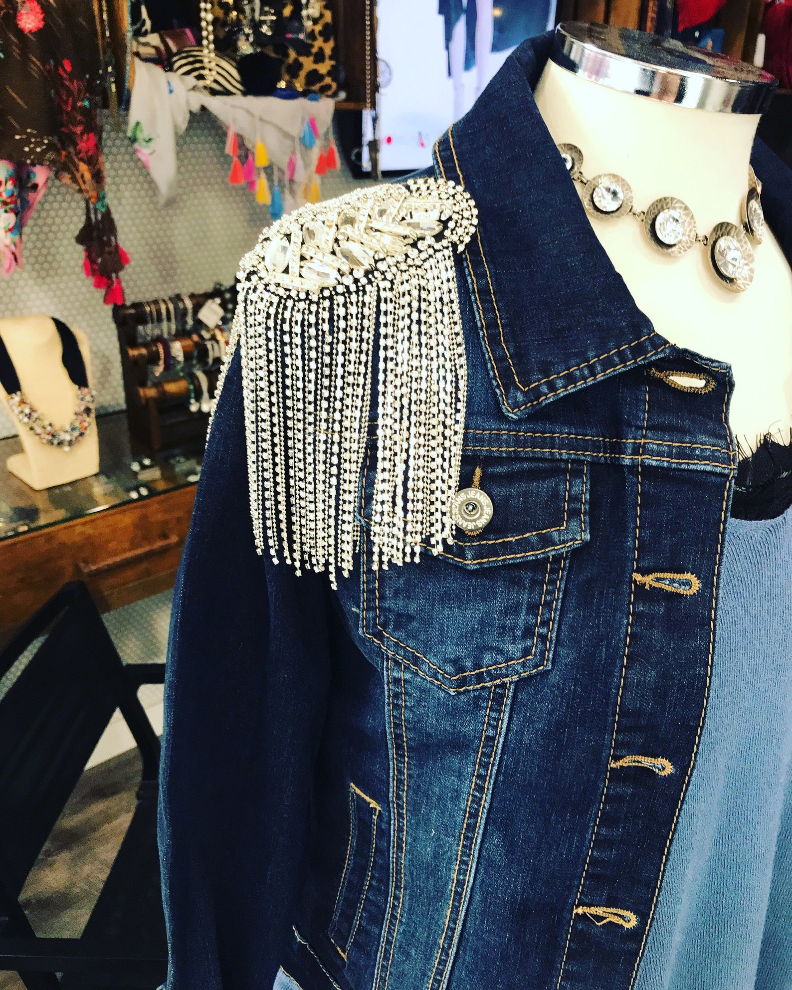 Decorated Denim Jacket Jacket / Denim Jacket Rhinestones / Big - Etsy