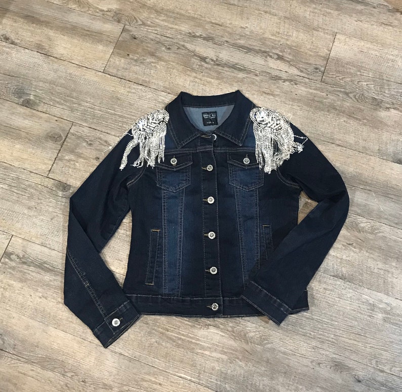 Decorated Denim Jacket Jacket / Denim Jacket Rhinestones / Big - Etsy