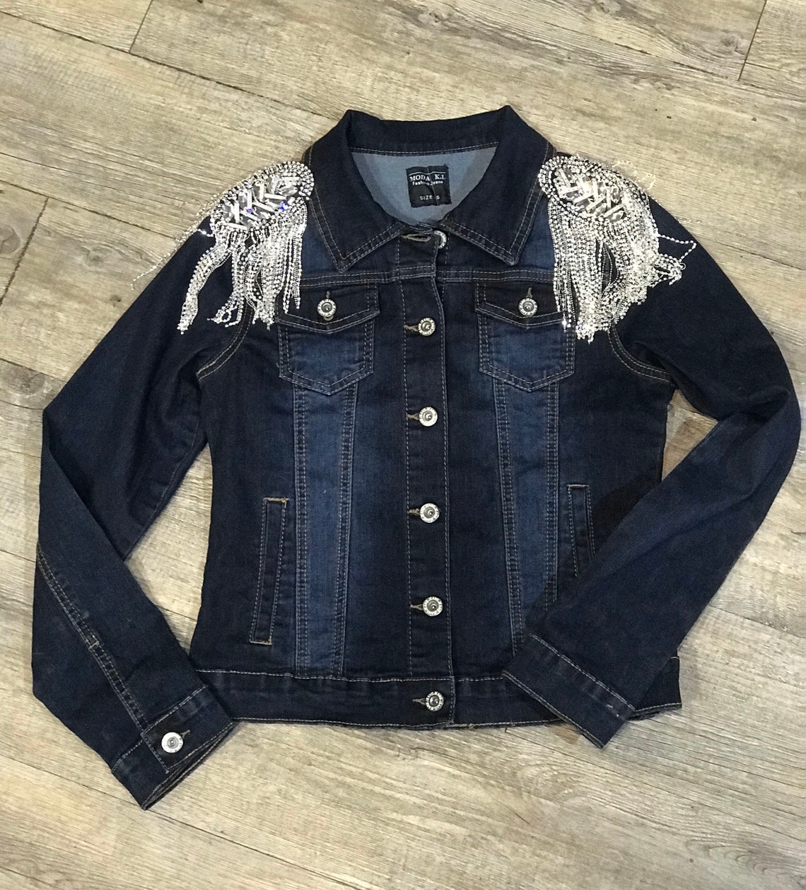 Decorated Denim Jacket Jacket / Denim Jacket Rhinestones / Big - Etsy