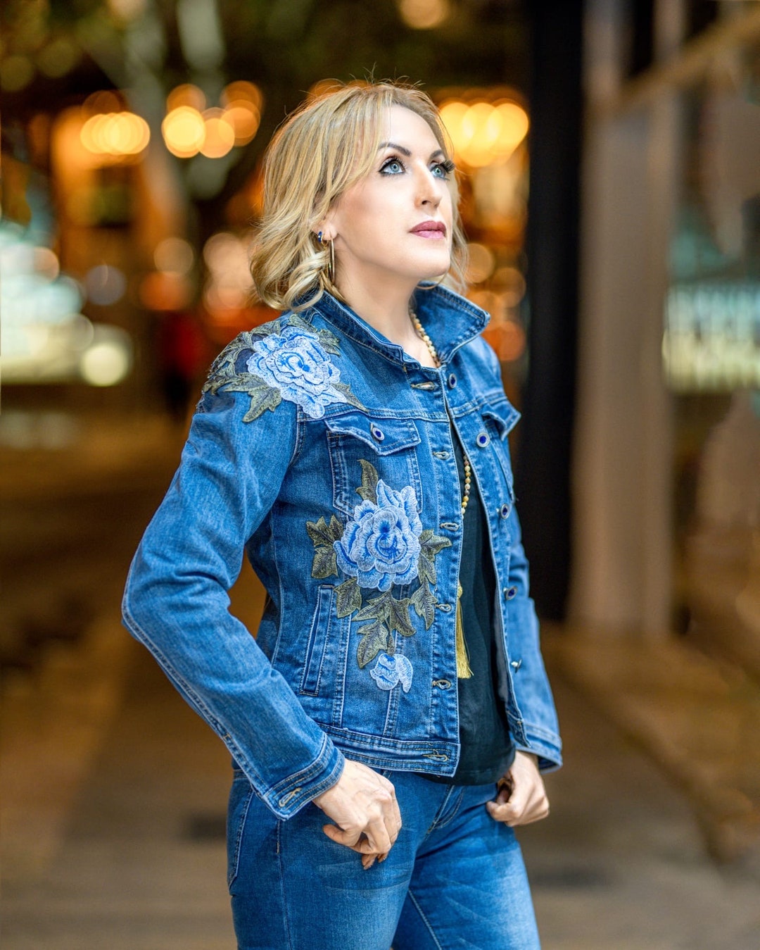 Customized Denim Jacket With Flowers and Butterflies/embroidered Denim ...