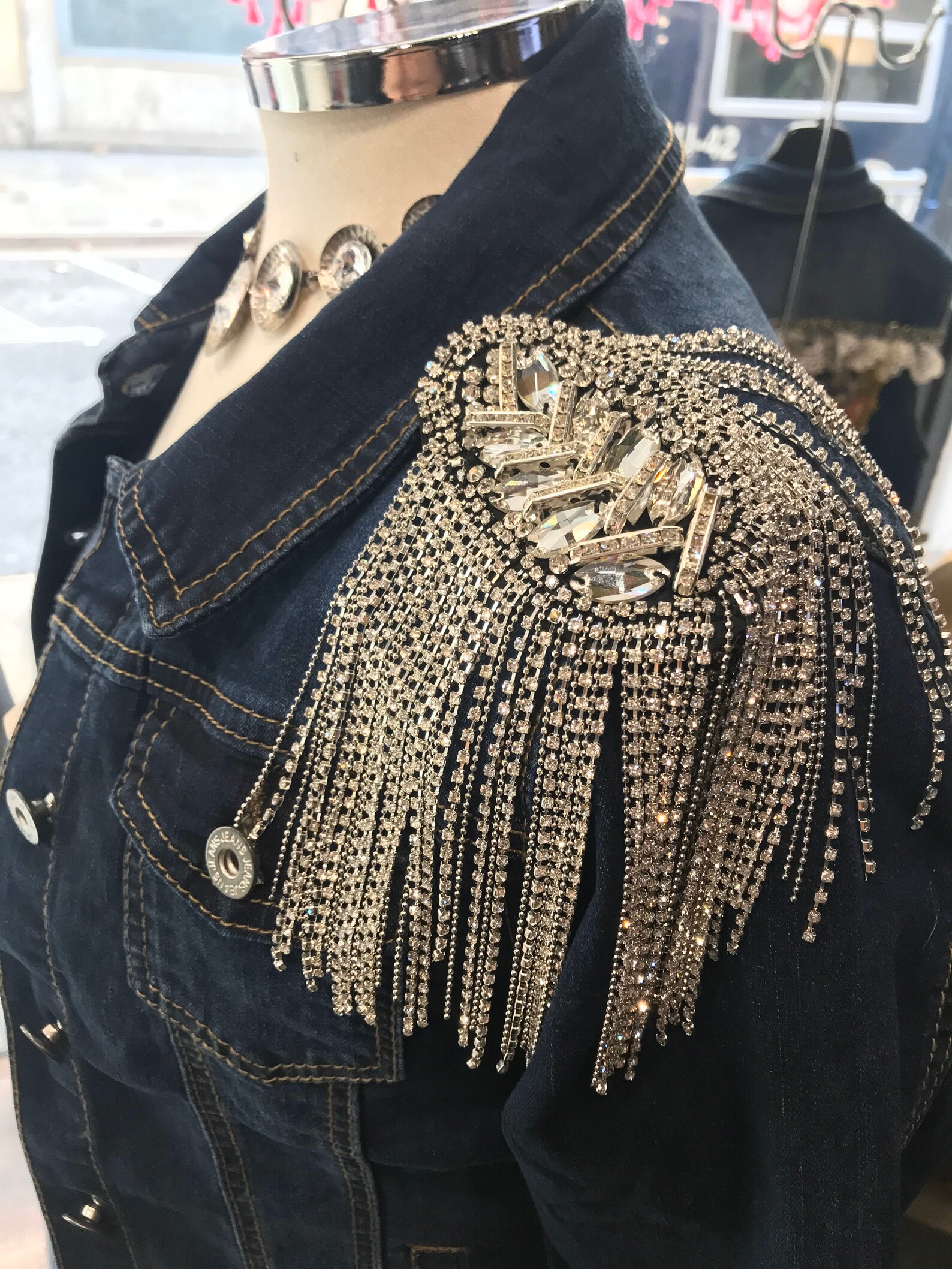 Decorated Denim Jacket Jacket / Denim Jacket Rhinestones / Big - Etsy