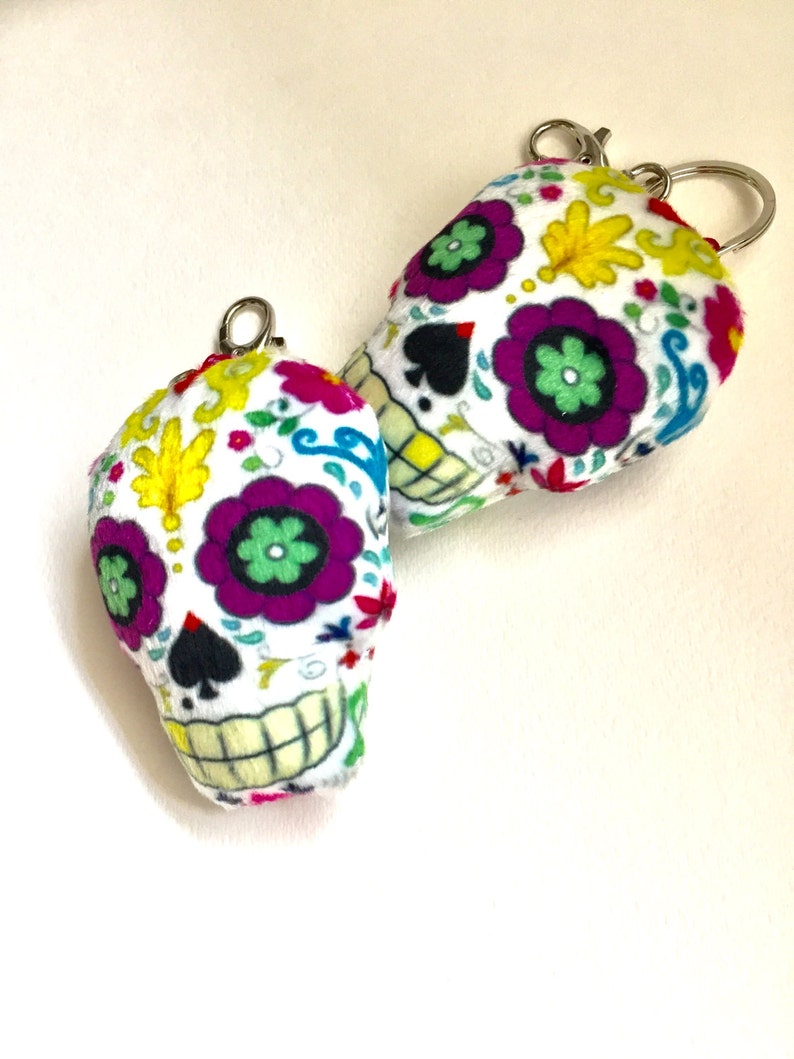 Sugar Skull (calavera) Stuffed Keychain- Purple/green Eyes - Etsy