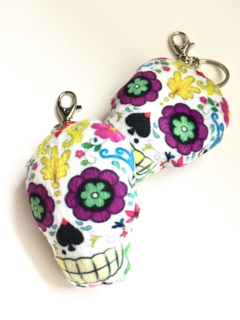Sugar Skull calavera Stuffed Keychain Purple/green Eyes - Etsy