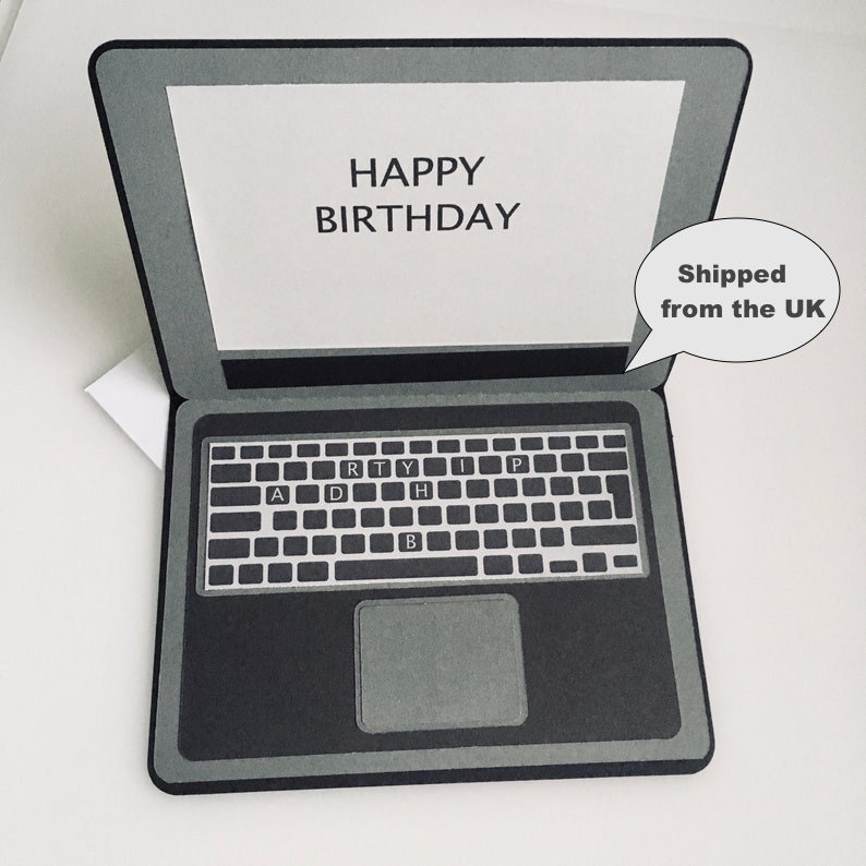 Computer Birthday Christmas Card Geeky Birthday Card Laptop - Etsy