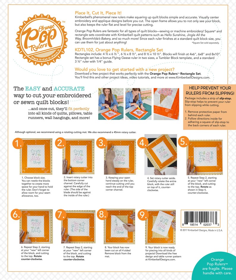 Orange Pop Rulers Rulers Rectangle Set by Kimberbell Designs - Etsy