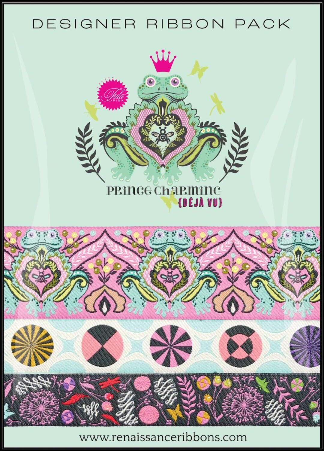 PRE-ORDER Prince Charming Deja Vu Ribbon Design Pack by Tula Pink Ships ...