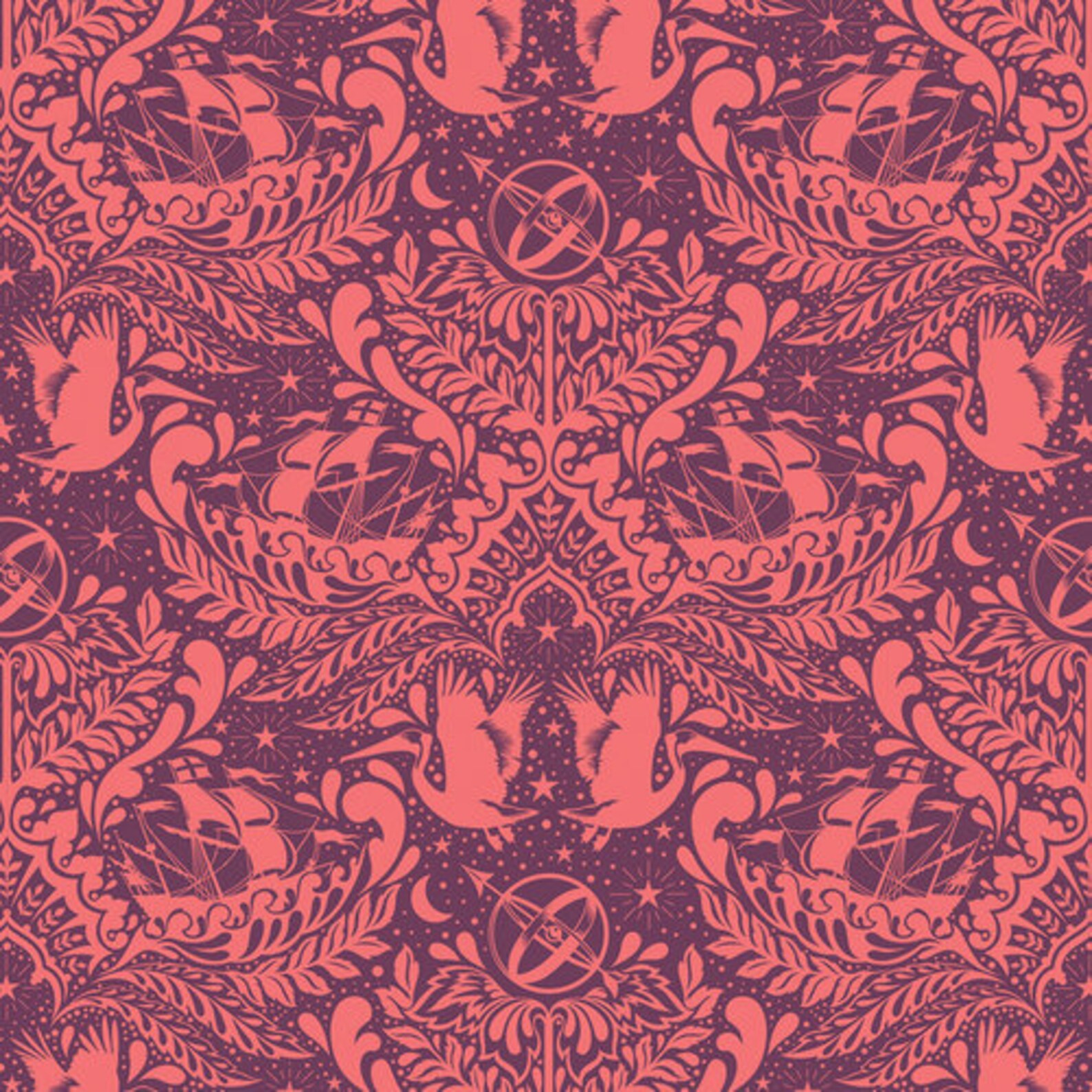 Elizabeth Ship Shape Plum Fabric by Tula Pink | Etsy