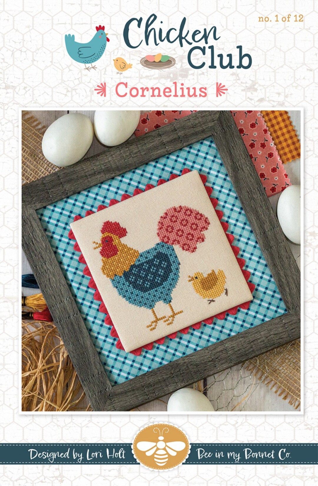 Chicken Club Cross Stitch Pattern Month 1 Cornelius by Lori Holt - Etsy