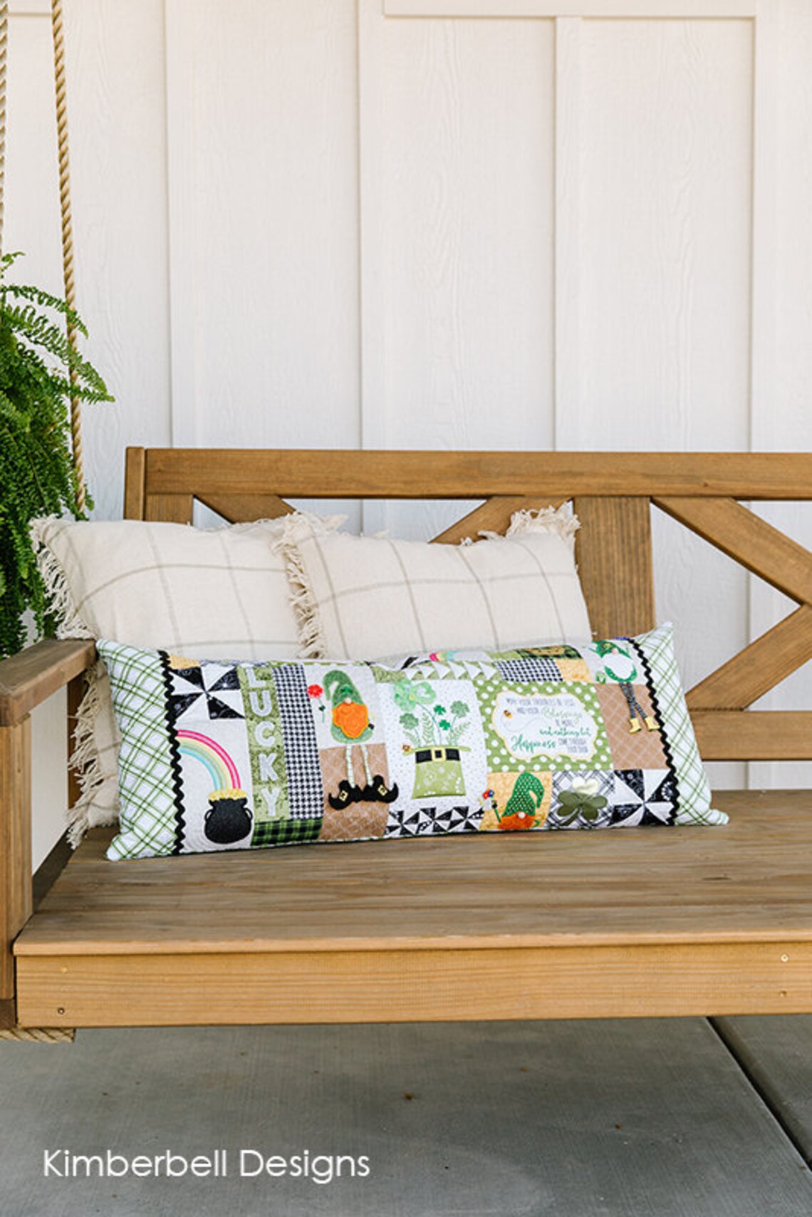 Luck O the Gnome Bench Pillow Machine Embroidery CD by Kimberbell ...