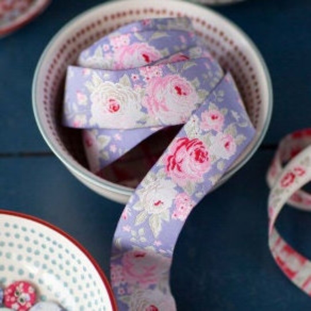 Old Rose Lydia Blue Tilda Jacquard Ribbon 30mm - Etsy
