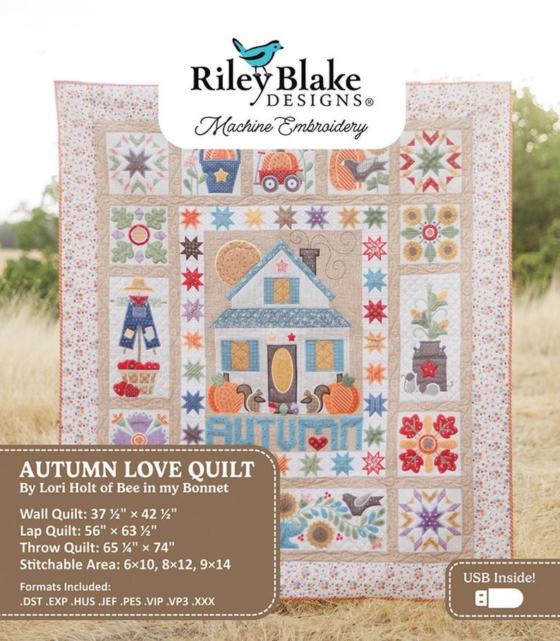 Autumn Love Machine Embroidery Quilt Kit by Lori Holt - Etsy