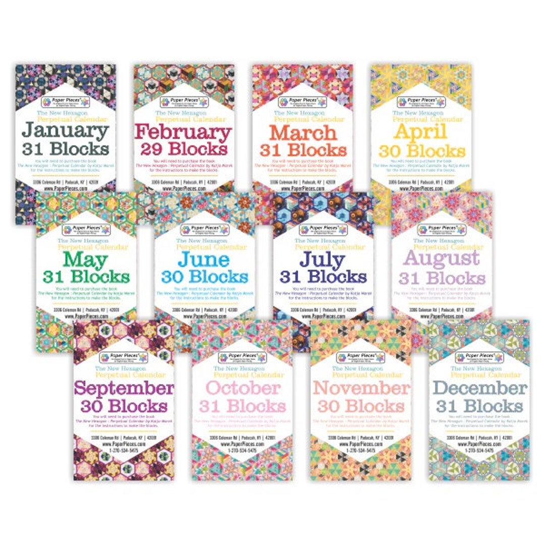 The New Hexagon Perpetual Calendar Complete Paper Piece Set - Etsy