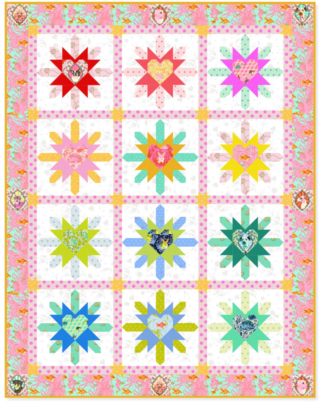 Heart Burst Quilt Kit Featuring Besties by Tula Pink - Etsy