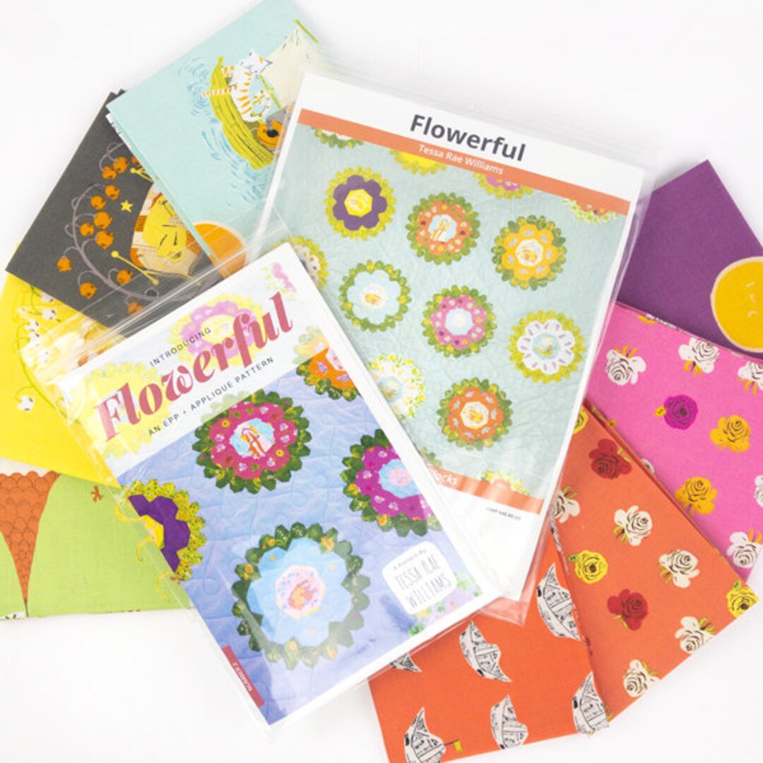 Flowerful EPP Complete Pattern Set Featuring Heather Ross Far Far Away ...