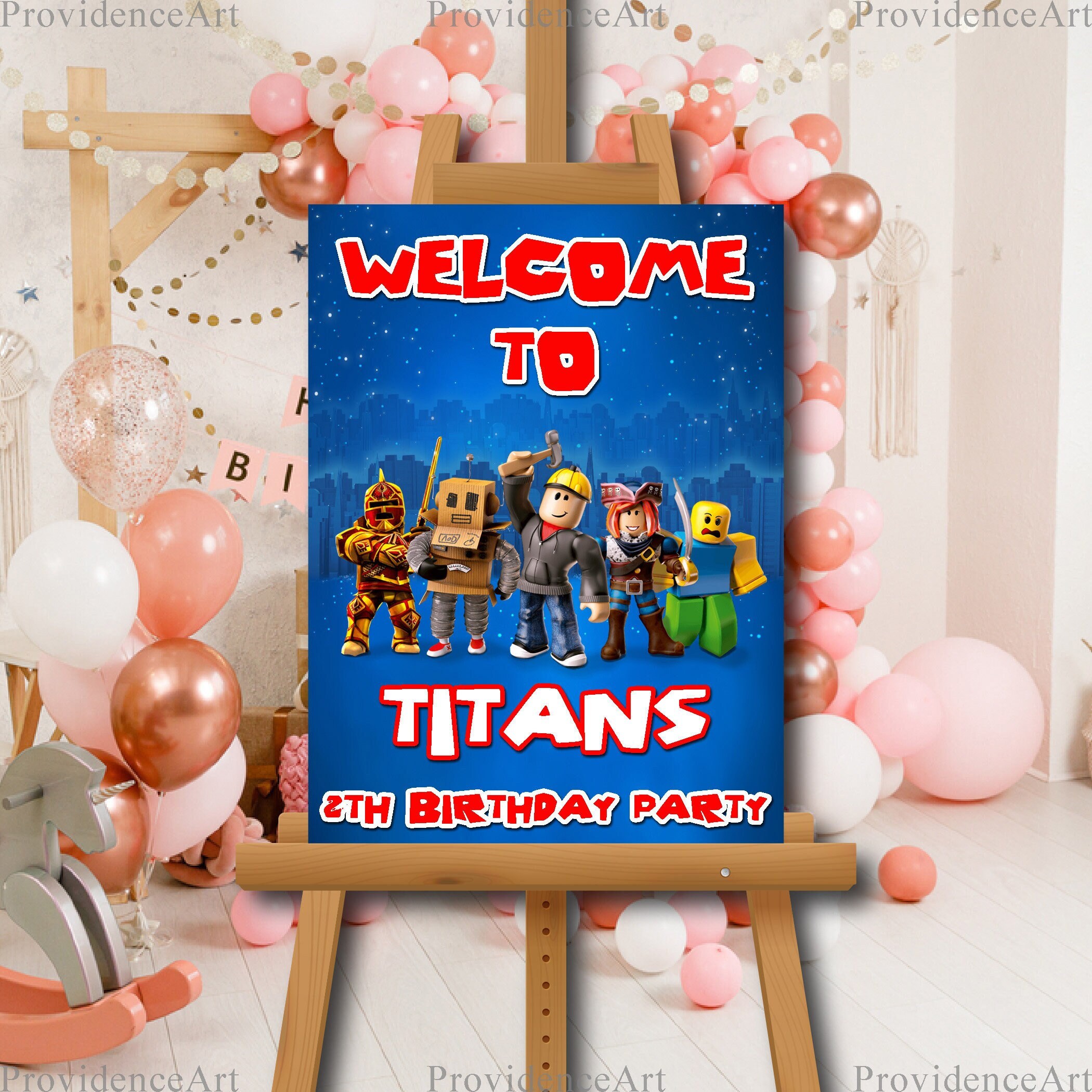 Roblox Boy Welcome Sign Roblox Birthday Party Welcome Sign | Etsy