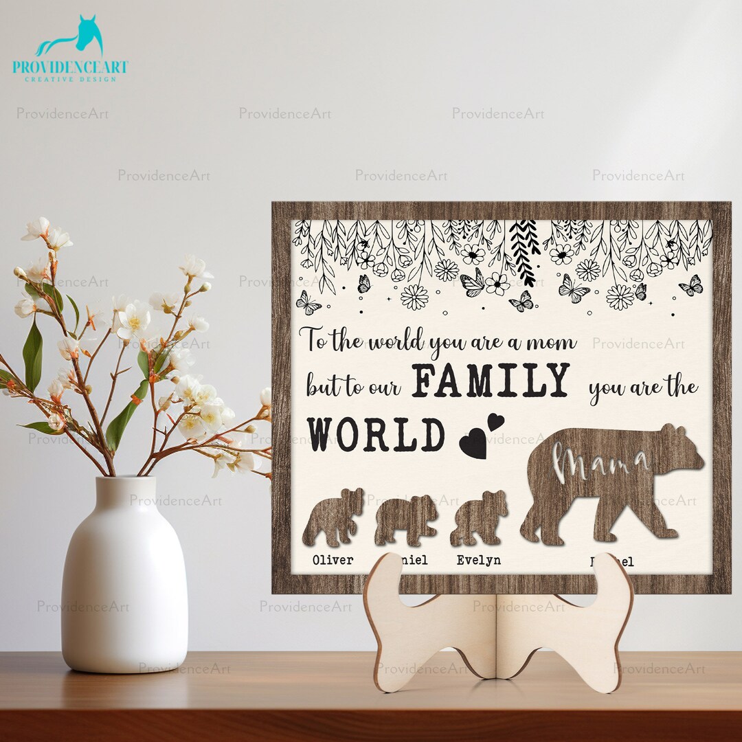 Retro Customized Mama Bear Wooden Sign Gift Idea for Her, Personalized ...