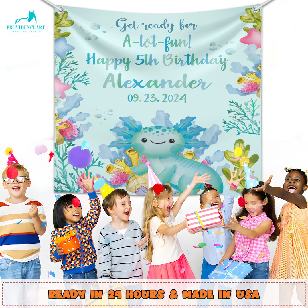 Axolotl Birthday Backdrop, Birthday Party Animal Gift Ideas for Boys ...