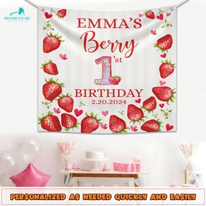 Berry 1st Birthday Backdrop, Berry First Birthday Party Banner ...