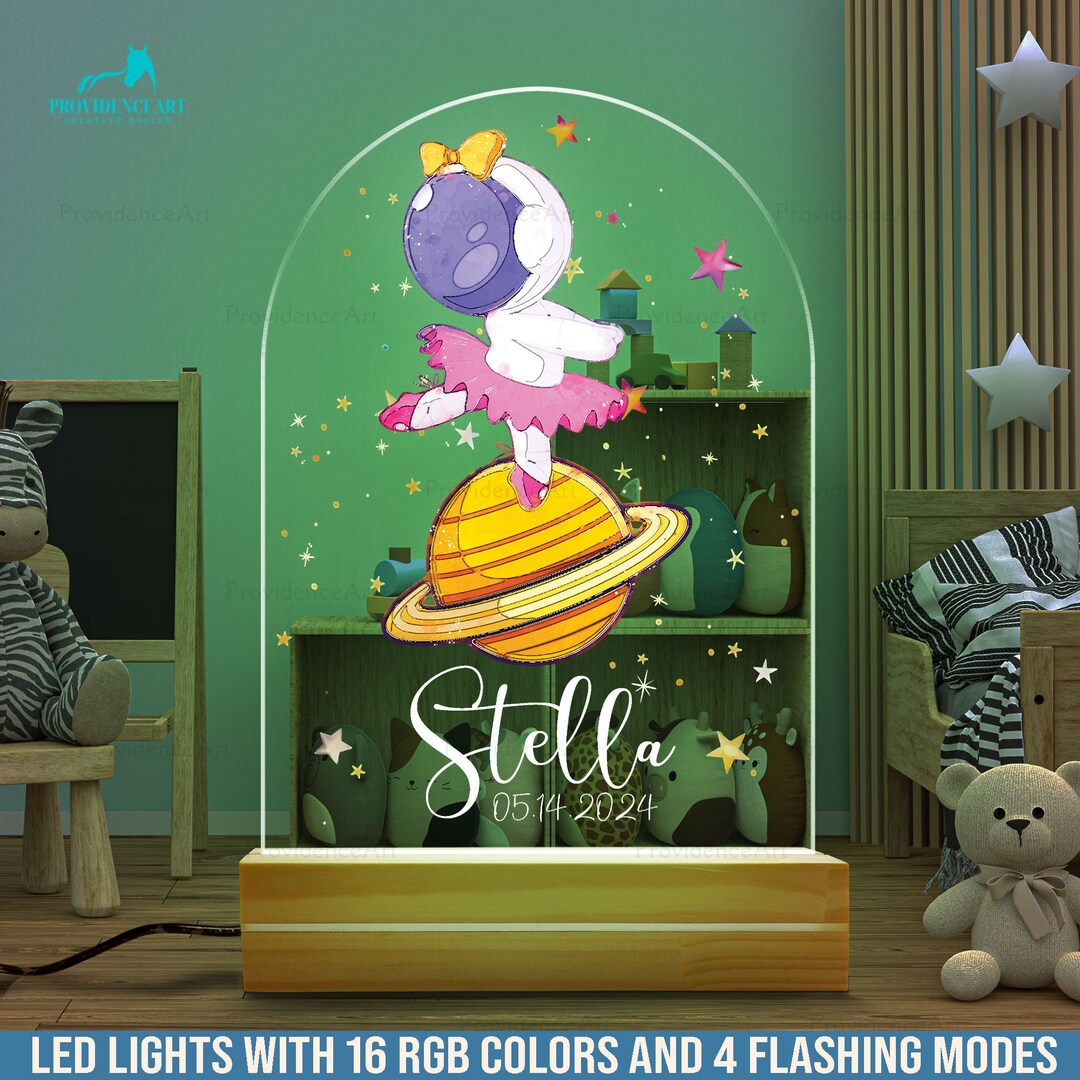 Personalized Astronaut Night Light for Baby Shower, Customized Name ...