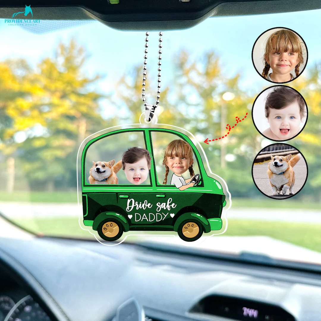 Custom Photo Drive Safe Daddy Ornament for Car, Personalized Birthday ...