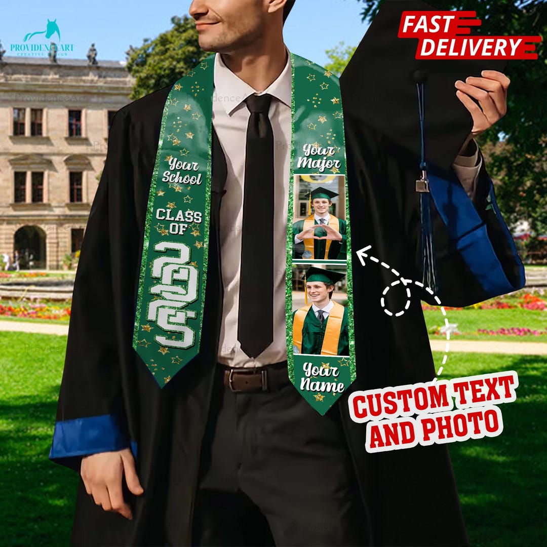 Graduation Sash Customizable Green, Custom College Graduation Give ...