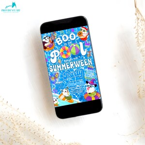 Printable Summerween Pool Party Invitation, Editable Summer Party ...