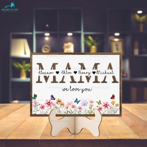 Retro Personalized Mama Wooden Sign Wildflower With Kids Name Gift Idea ...