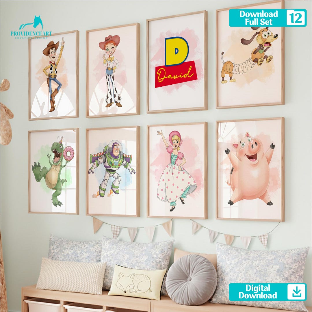 Personalized Toy Story Wall Art Set of 12, Disney Inspired Nursery ...