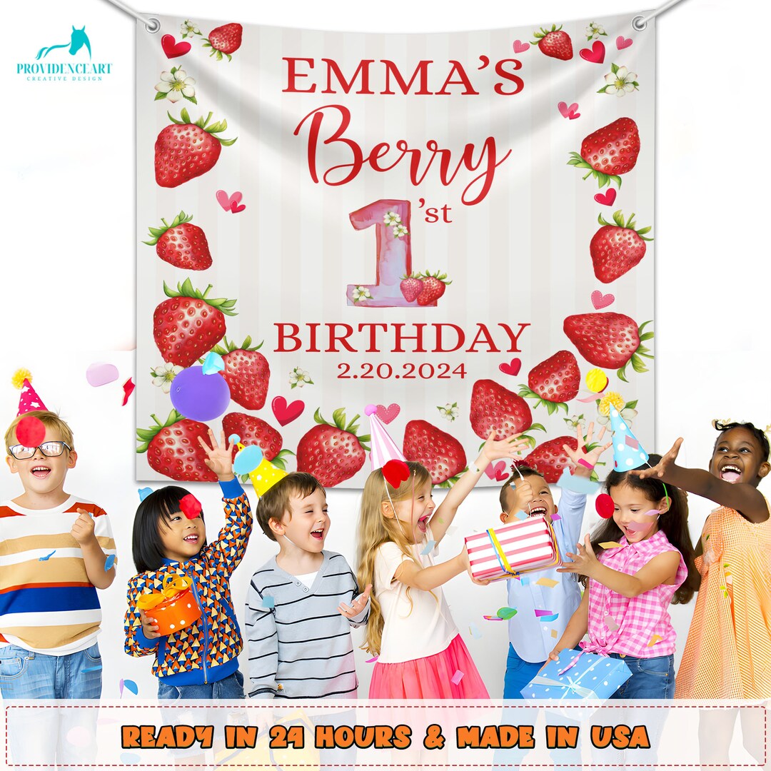 Berry 1st Birthday Backdrop, Berry First Birthday Party Banner ...