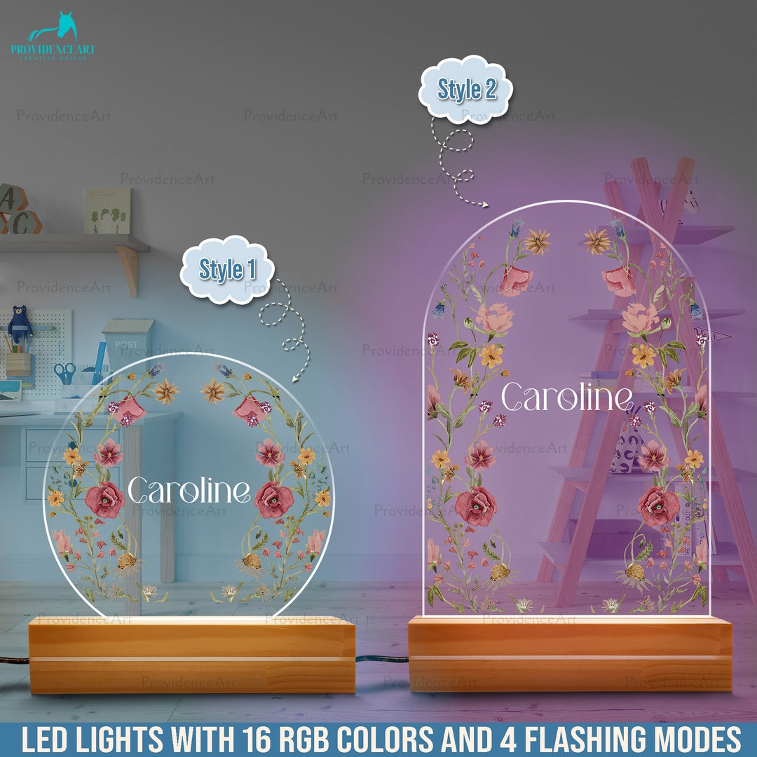 Personalized Baby in Bloom Baby Shower Night Light, Spring Wild Flower ...