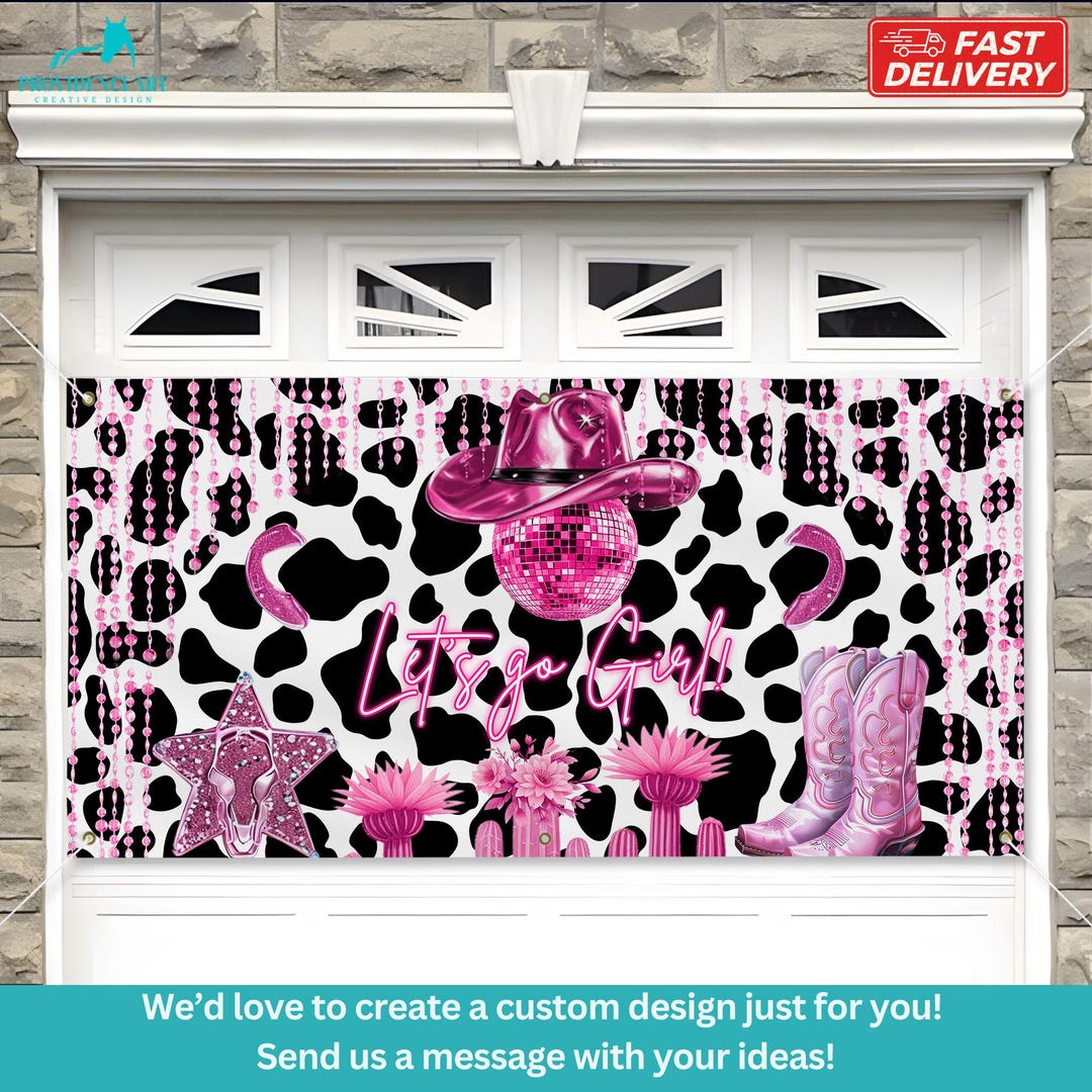 Pink Cowgirl Birthday Banner, Birthday Party Decor Backdrop, Country ...