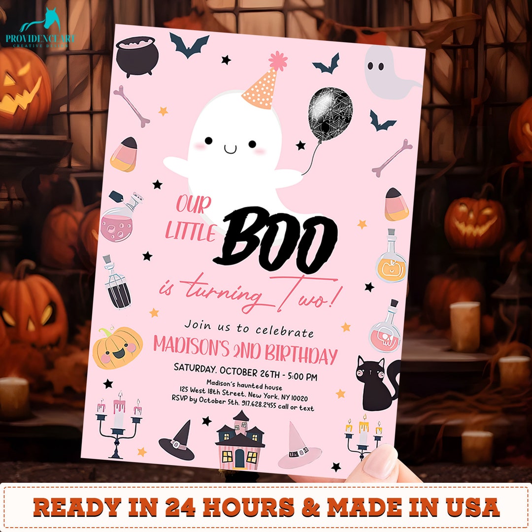 Editable Little Boo Birthday Invitation, BOO Turning Two Birthday ...