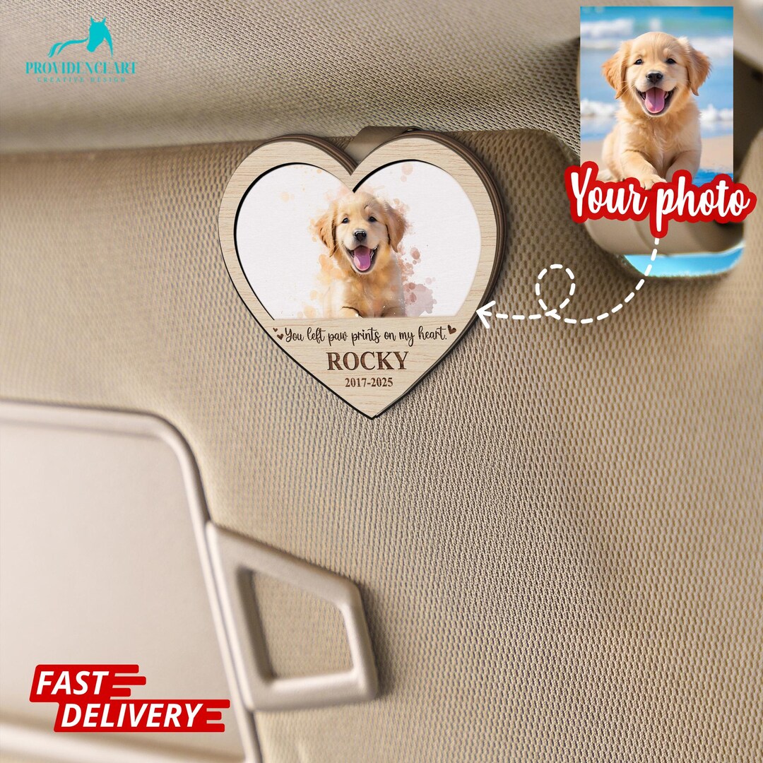 Custom Photo Car Visor Clip Memorial, Pet Memorial Photo Car Visor Clip ...