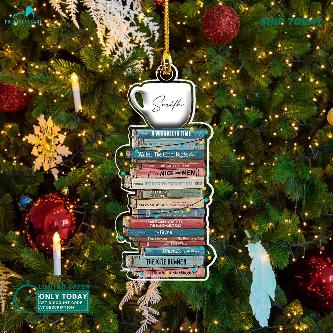 Book Christmas Ornaments With Custom Name, Personalized Christmas Book ...