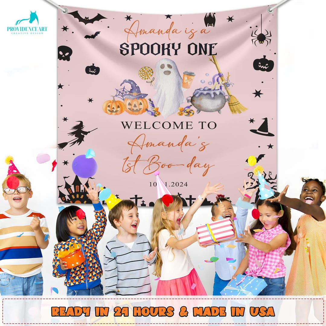 Spooky One First Birthday Backdrop, Ghost Halloween Birthday ...
