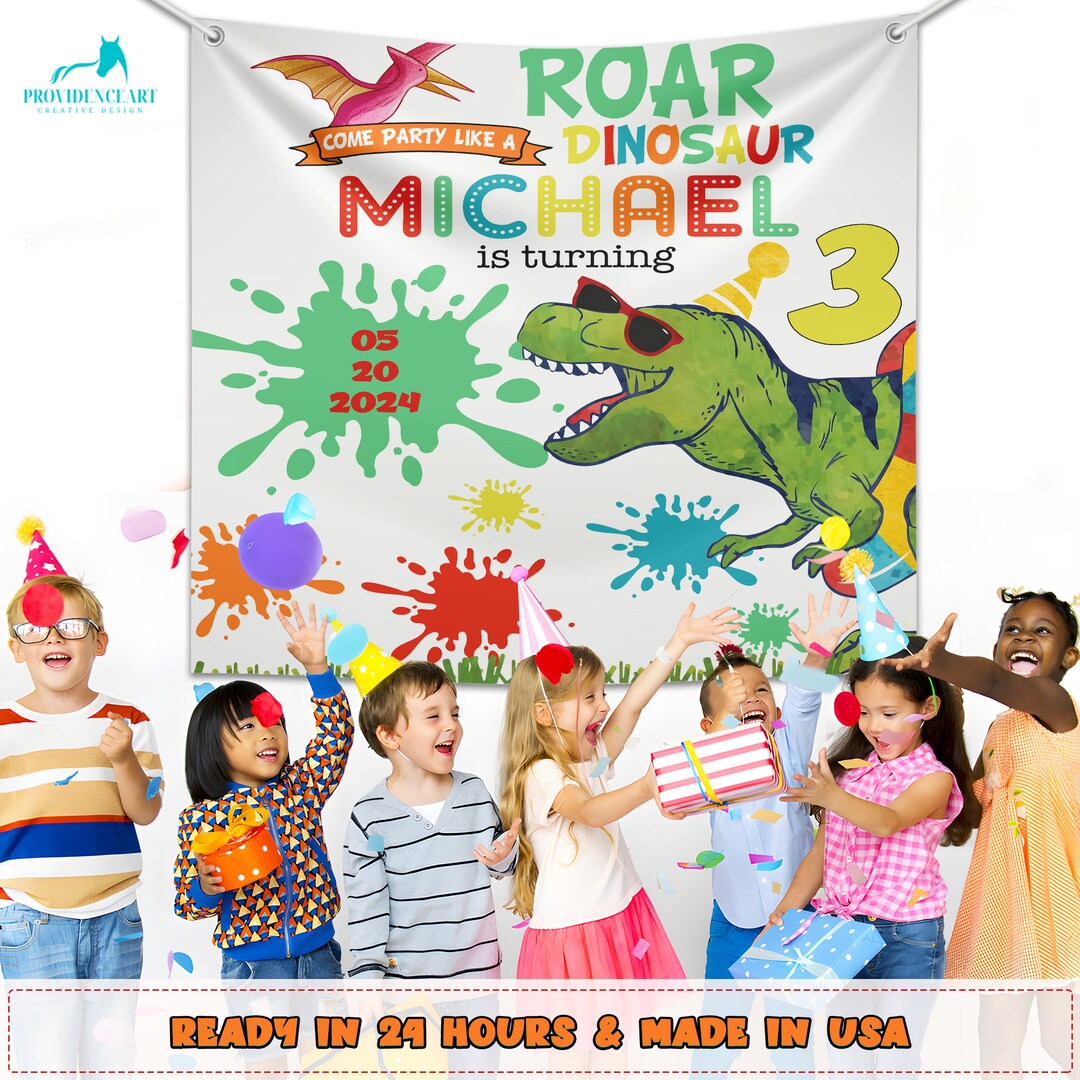 Dinosaur Pool Birthday Backdrop: T-rex Party Banner - Etsy