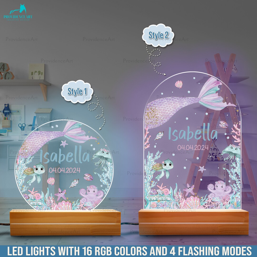 Personalized Under the Sea Night Light for Baby Shower, Customized Name ...