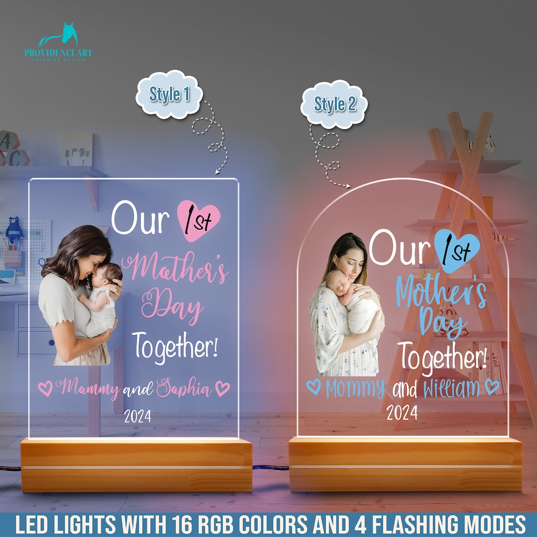 Personalized Photo Mom Baby Night Light Our 1st Mother's Day Gift From ...