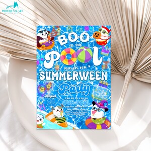Printable Summerween Pool Party Invitation, Editable Summer Party ...