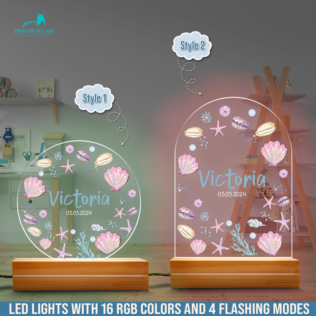 Personalized Under the Sea Night Light for Baby Shower, Customized Name ...