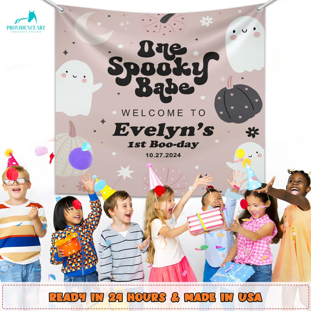 One Spooky Babe Birthday Backdrop,halloween 1st Birthday Banner Party ...