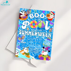 Printable Summerween Pool Party Invitation, Editable Summer Party ...
