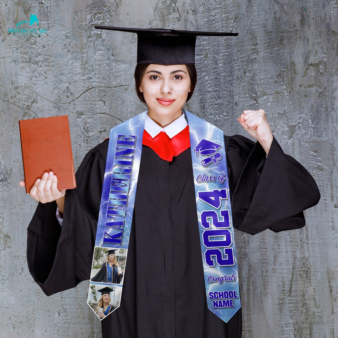 Retro Personalized Graduation Stole Senior Gift With Women Photo, Class ...