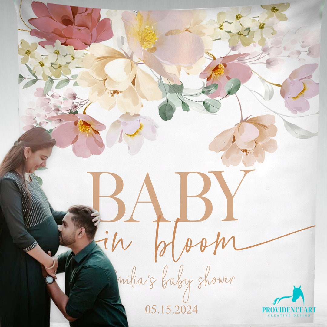 Personalized Baby in Bloom Baby Shower Tapestry Banner for a Girl ...