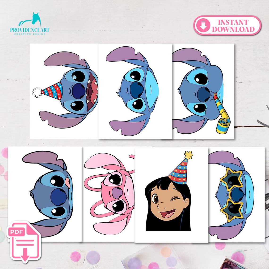 Lilo and Stitch Photo Props, Printable Party Mask Set, Digital Download ...