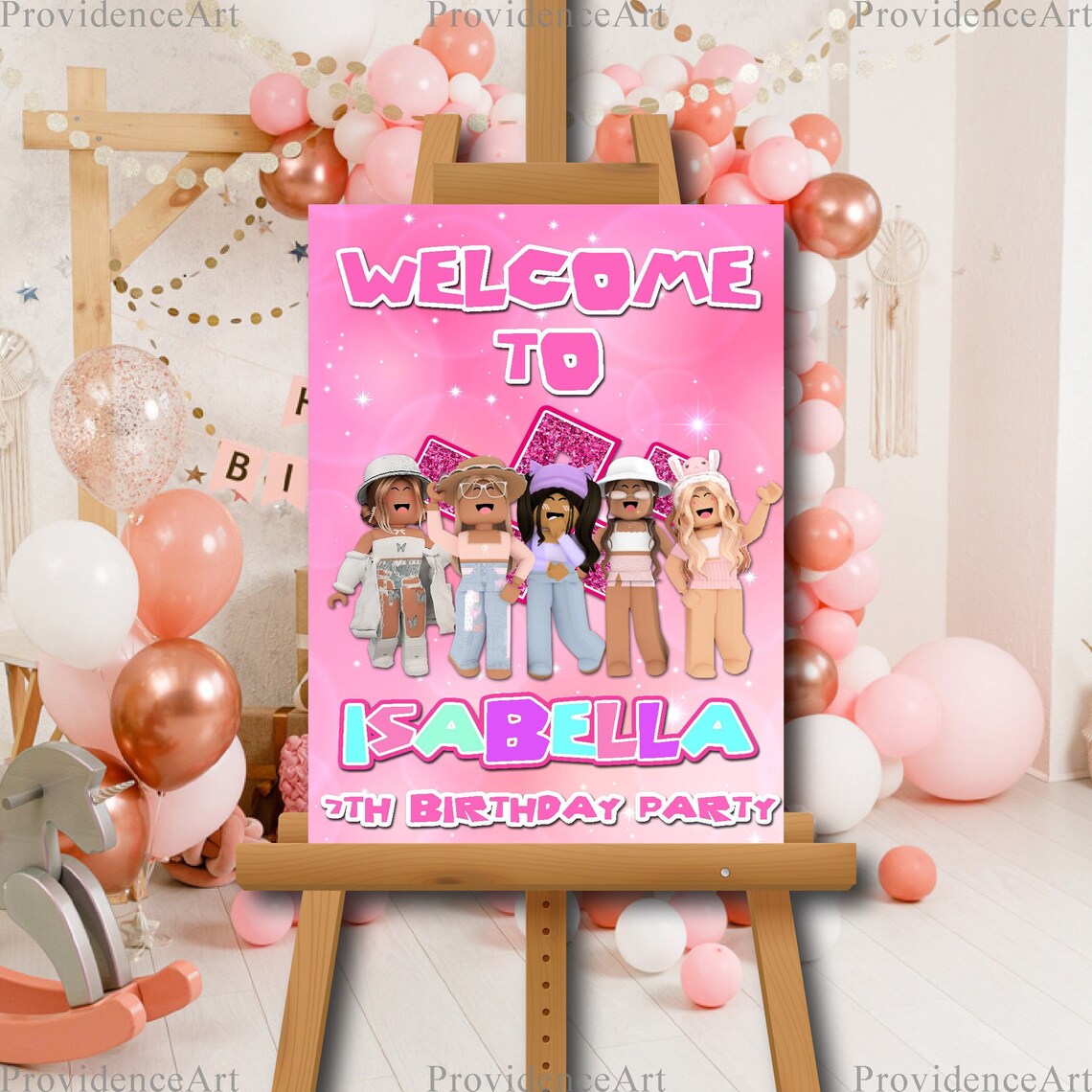 Roblox Girl Welcome Sign Roblox Birthday Party Welcome Sign | Etsy Ireland