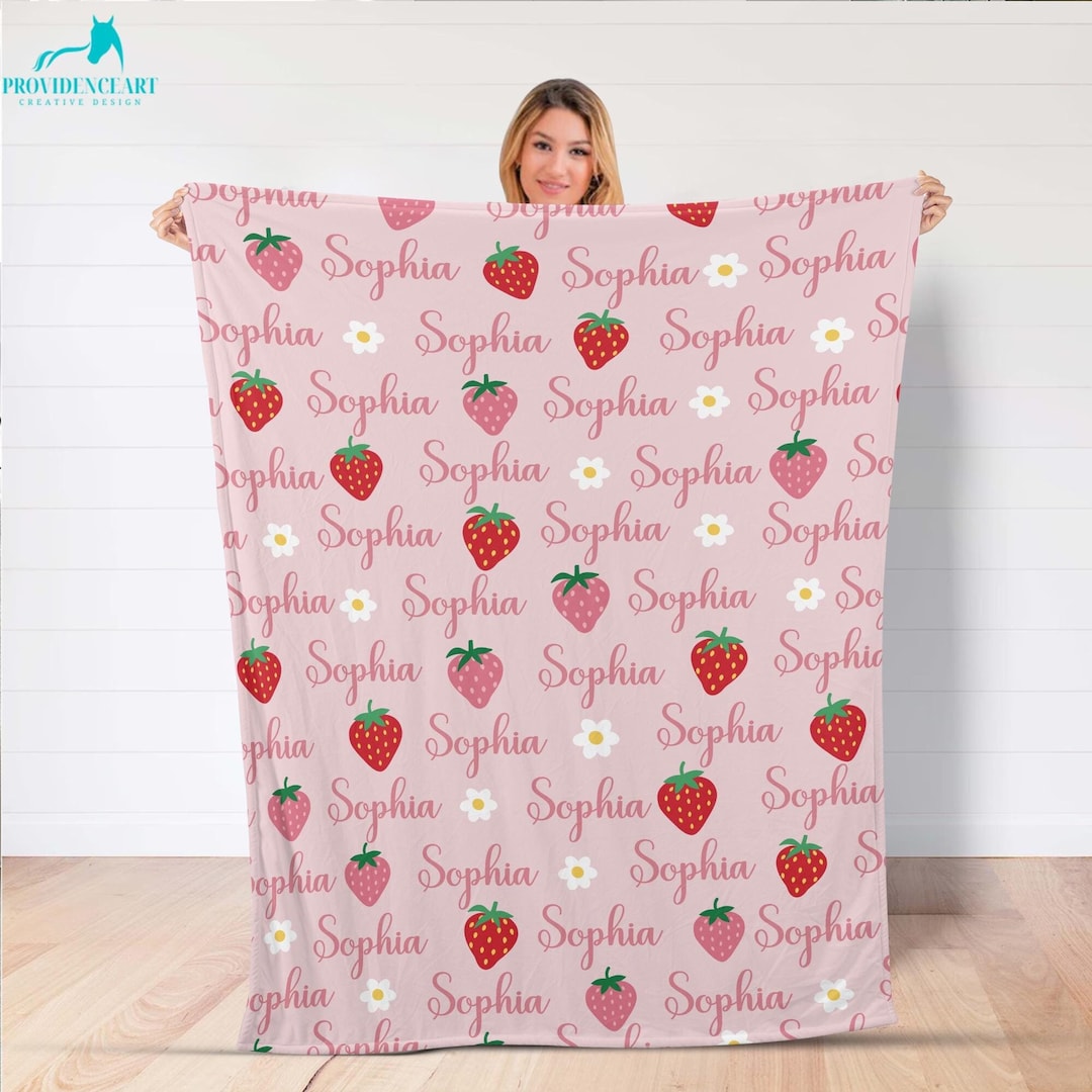 Personalized Baby Blankets Strawberry, Personalized Strawberry ...