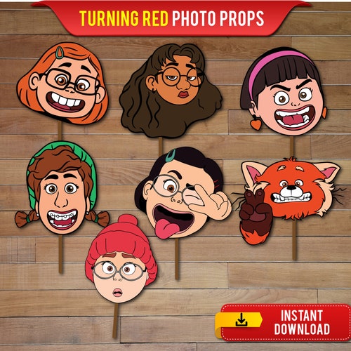 Turning Red Photo Booth Props Turning Red Photobooth Props - Etsy Australia